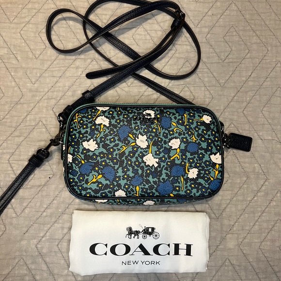 Coach | Bags | Nwt Coach Crossbody Wristlet Purse Blue Floral Pattern ...